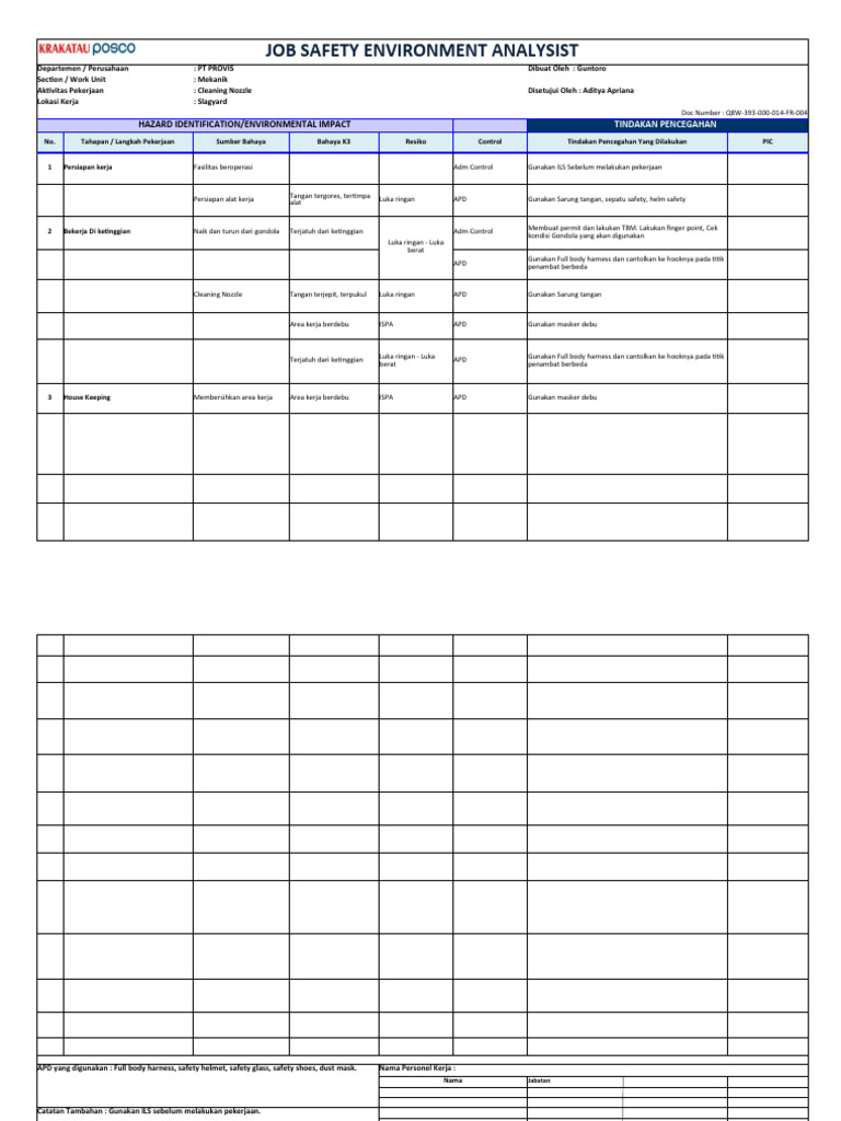 Form JSEA Sample | PDF