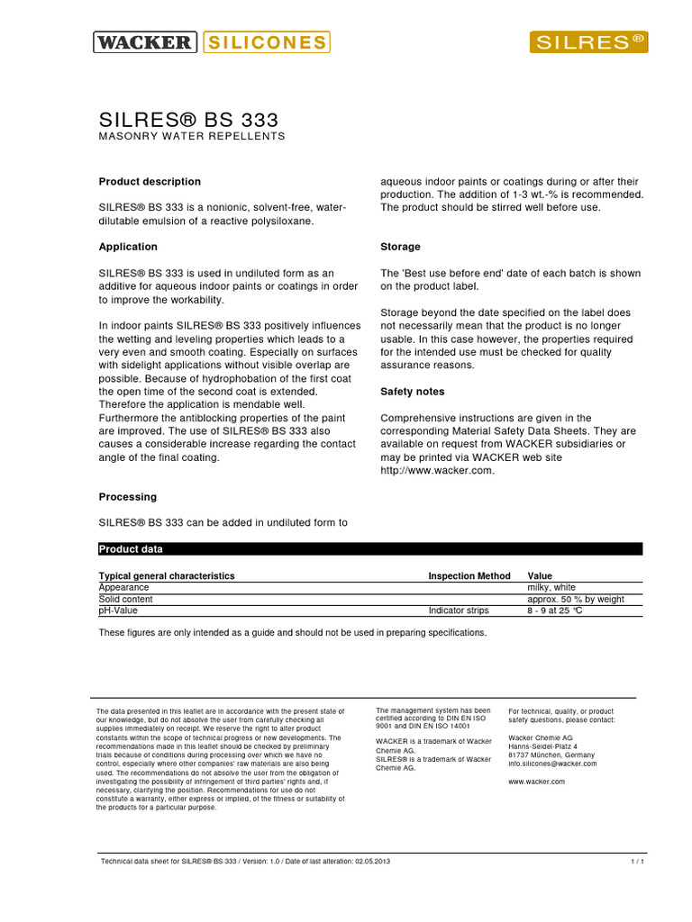 Silres® BS 333 | PDF | Paint | Coating