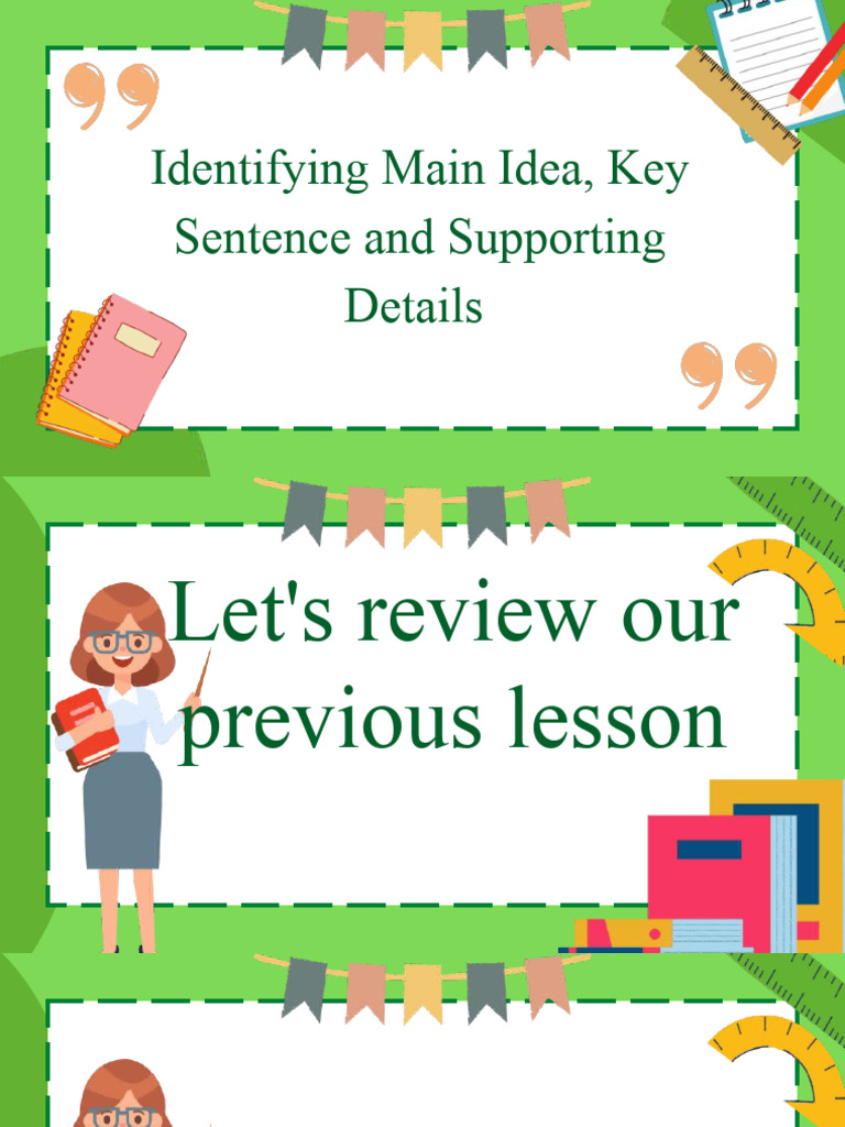 Identifying Main Idea, Key sentence and Supporting details | PDF