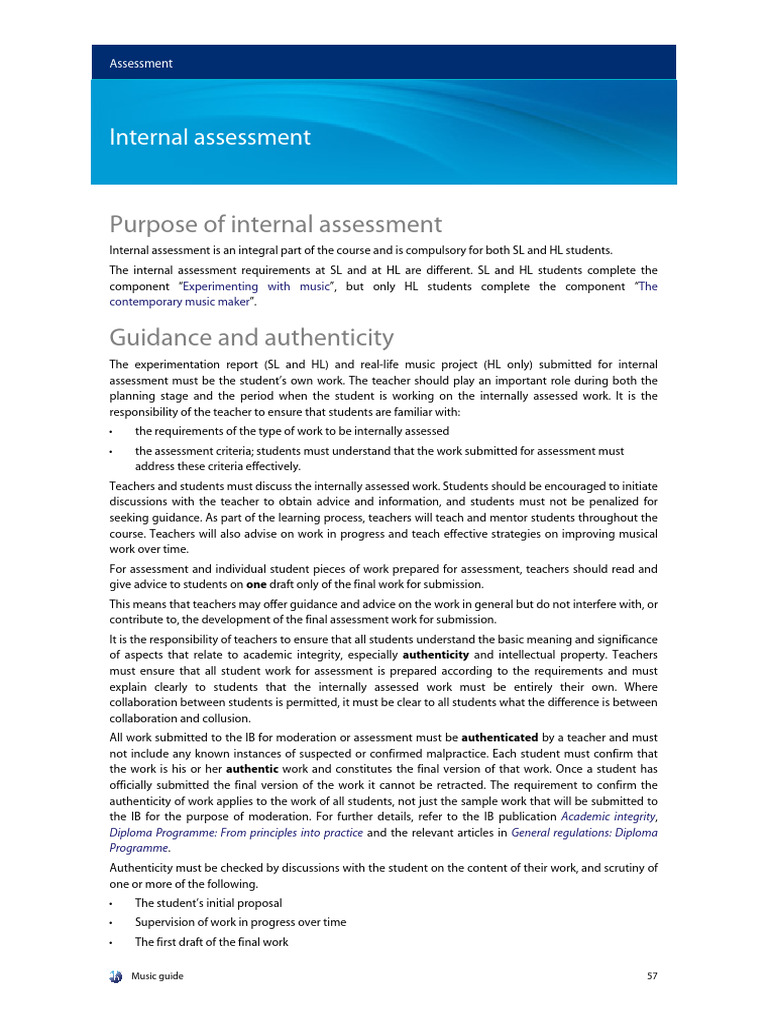IBDPMus - 5 Internal Assessment Guidelines Experimenting CMM | PDF ...