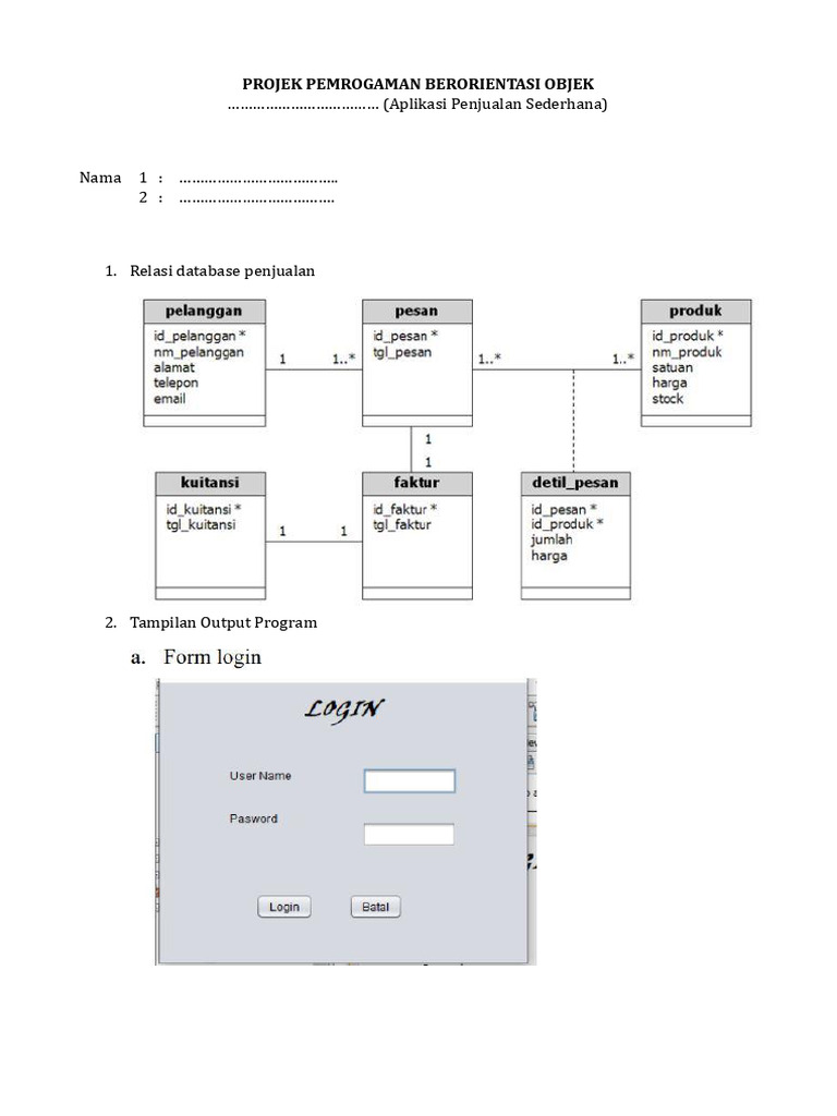 Contoh Format Projek PBO | PDF | Bisnis | Teknologi & Rekayasa