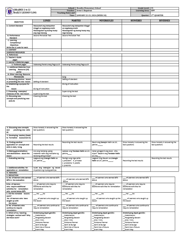 DLL - Epp 6 - Q2 - W10 | PDF | Cognitive Science | Cognitive Psychology