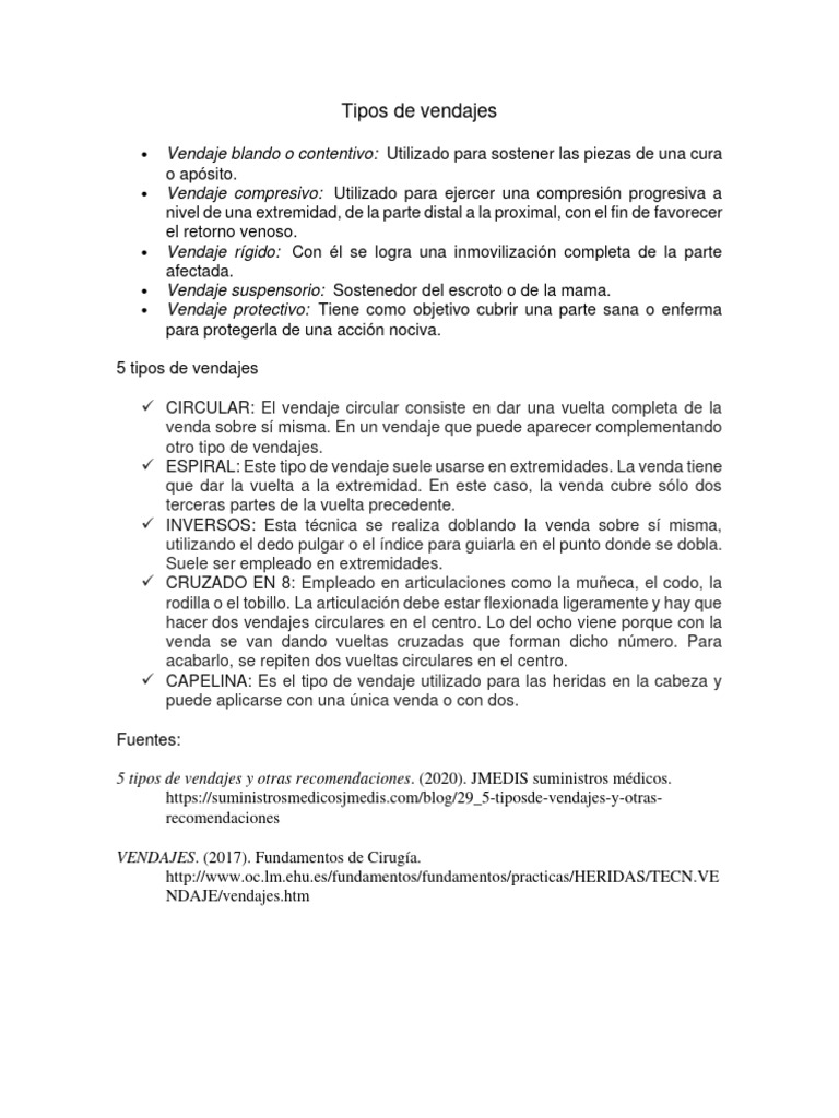 Tipos de Vendajes | PDF | Salud y bienestar | Ciencia y matemáticas