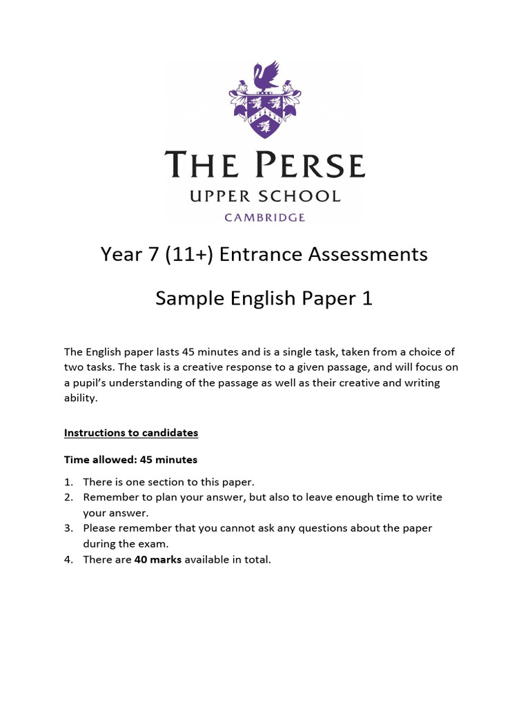 Year-7-11-English-Sample-Paper-1 | PDF