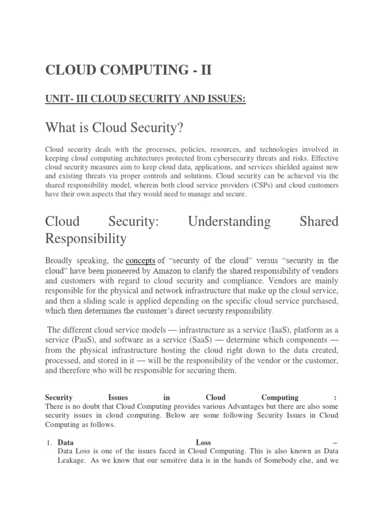 Cloud Computing - II Unit - III | PDF