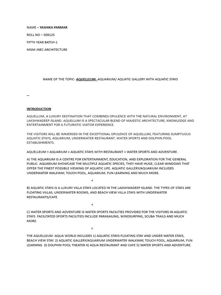 Yashika Thesis Topics | PDF | Marine Biology | Tourism