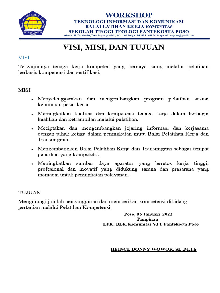 Visi Misi | PDF | Karier & Perkembangan