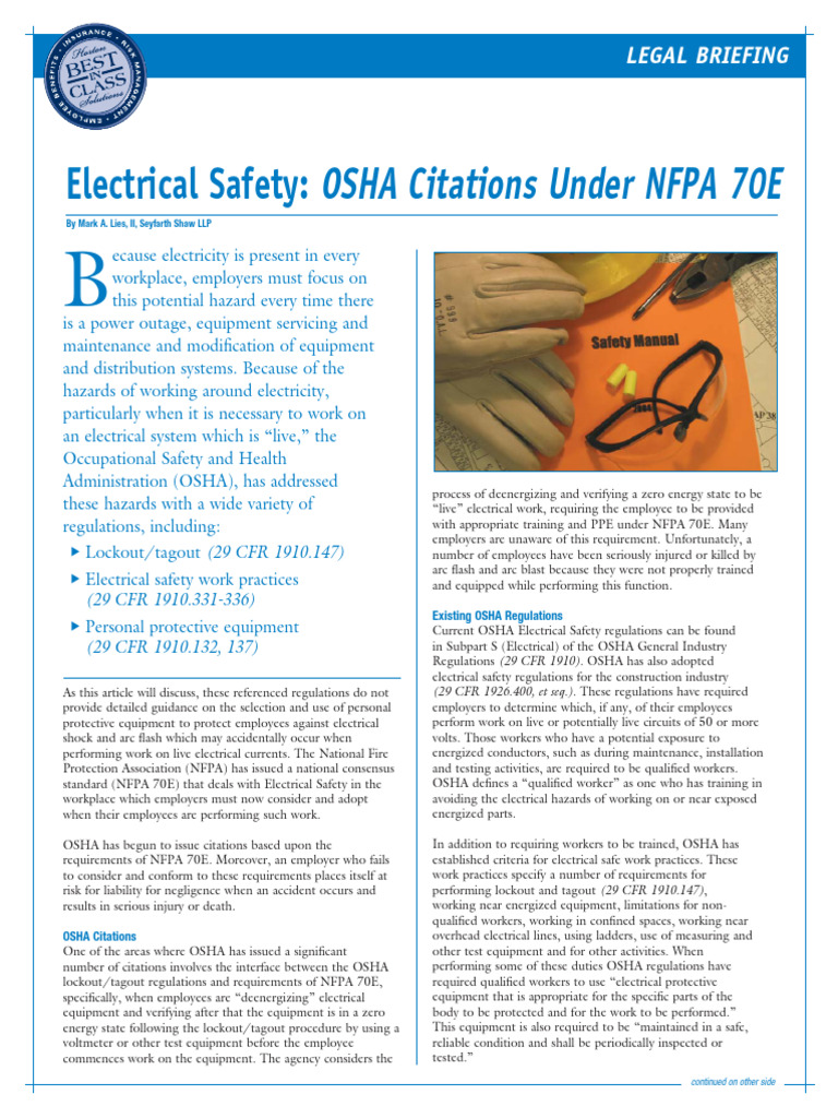 OSHA Citations Under NFPA 70E | PDF | Occupational Safety And Health ...