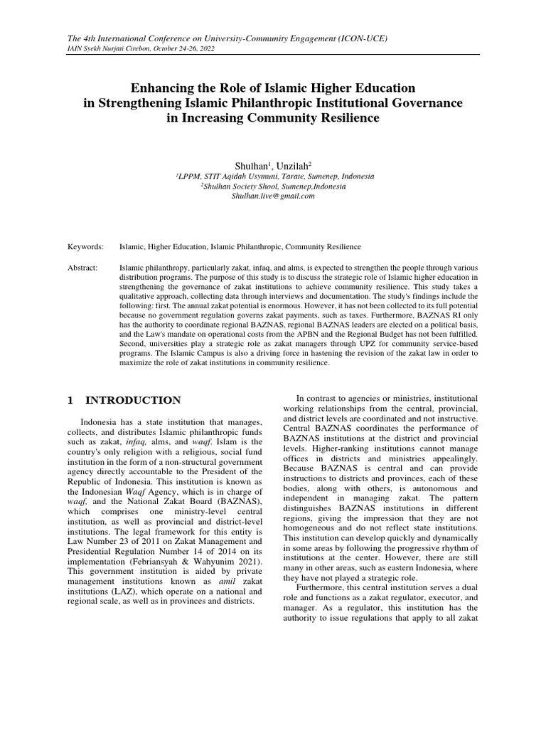 Enhancing The Role of Islamic Higher Education in Strengthening Islamic ... Enhancing The Role of Islamic Higher Education in Strengthening Islamic ...
