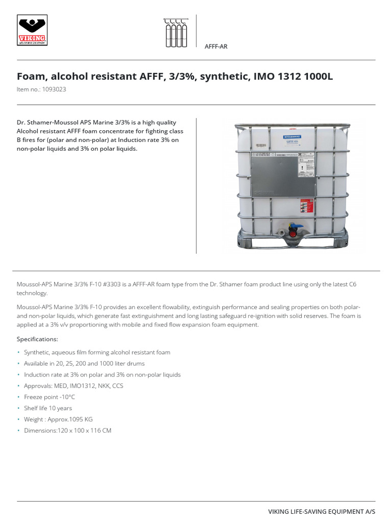 AFFF Marine Foam 3/3% - Alcohol Resistant | PDF | Technology & Engineering