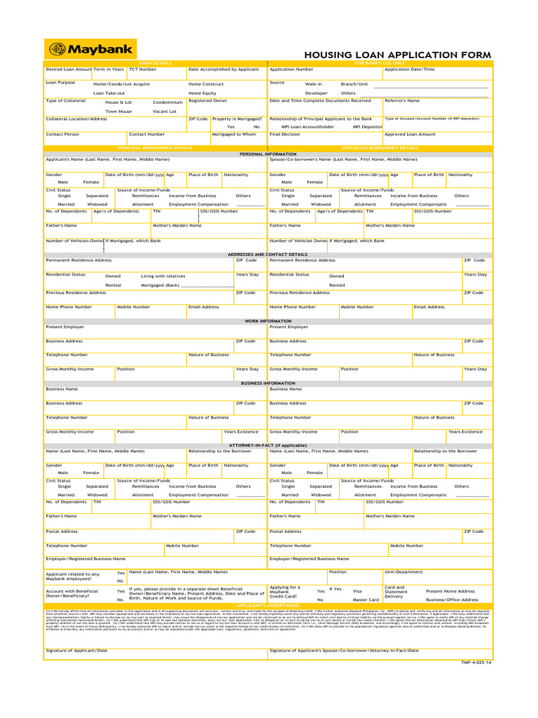 Maybank Home Loan Application Form | PDF | Loans | Mortgage Loan