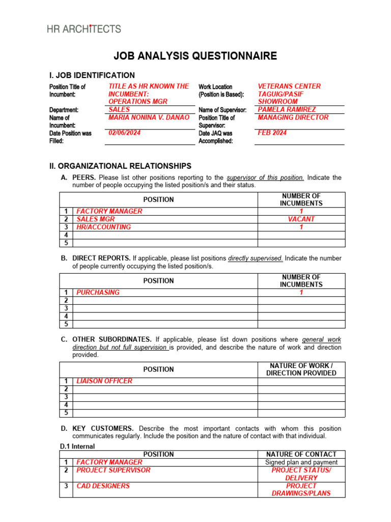 JAQ Form - Key Relationship Manager.1 | PDF