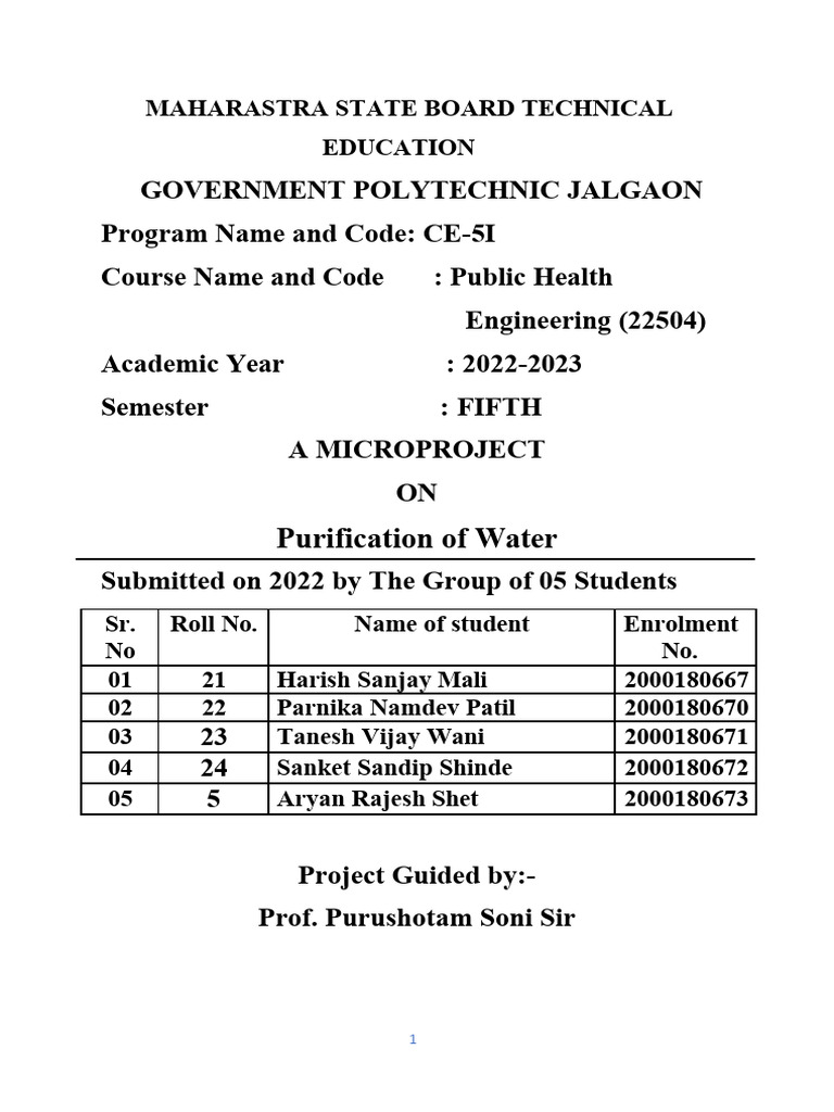 PHE Micro Project | PDF | Water Purification | Water