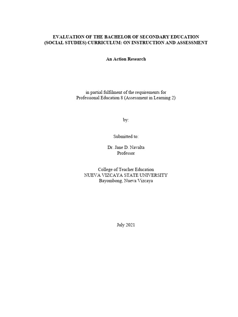 AL2 Action Research Template | PDF | Educational Assessment | Validity ...