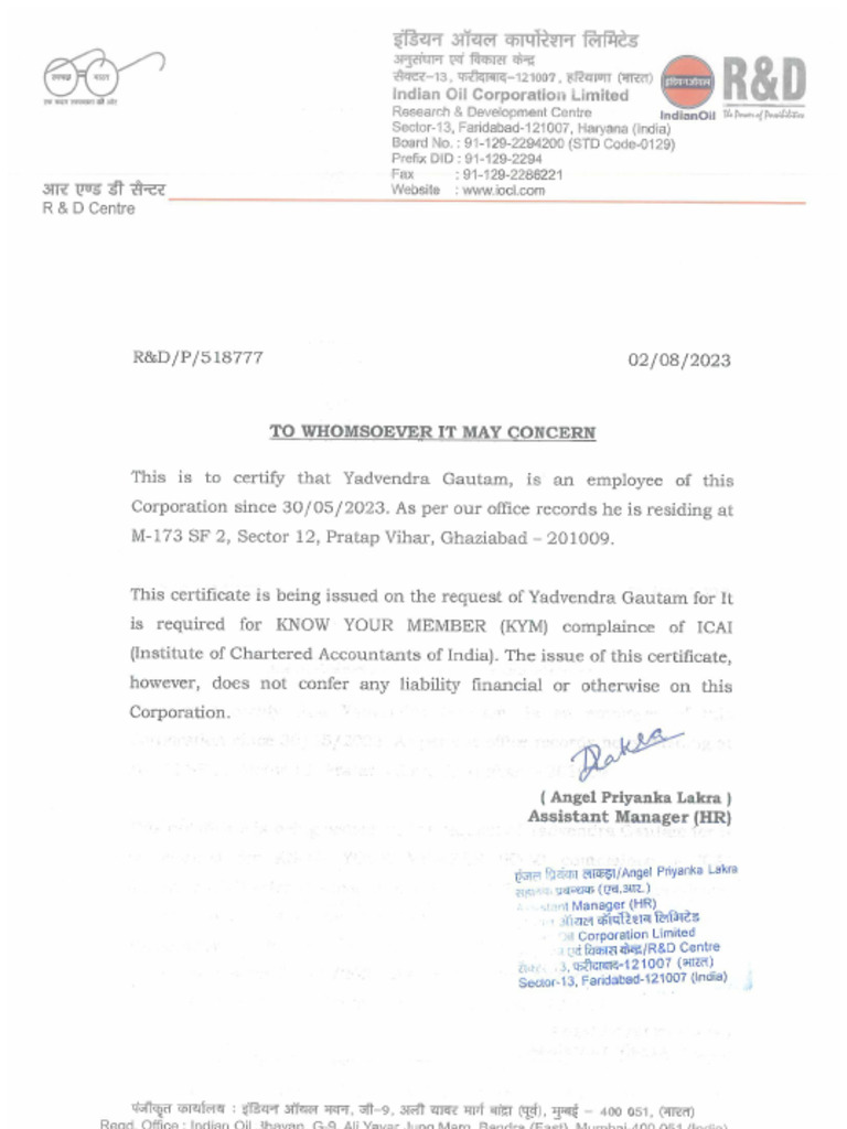 Address Certificate | PDF