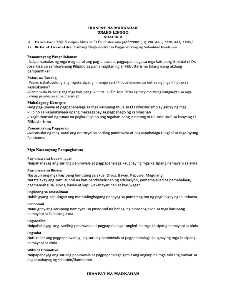 Ikaapat Na Markahan-Ikatlong Linggo | PDF