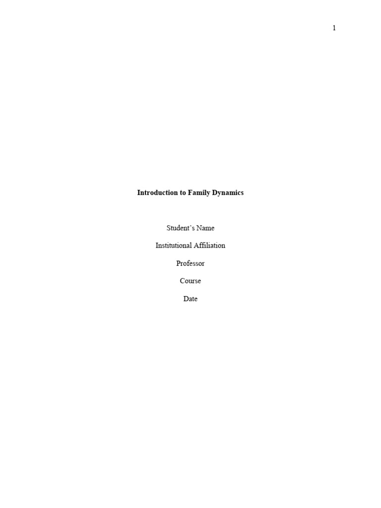 Introduction To Family Dynamics | PDF | Science & Mathematics