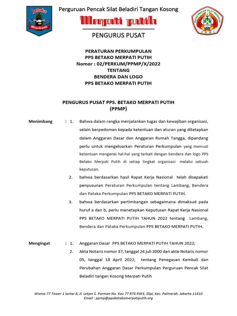 Peraturan Logo dan Bendera Merpati Putih | PDF