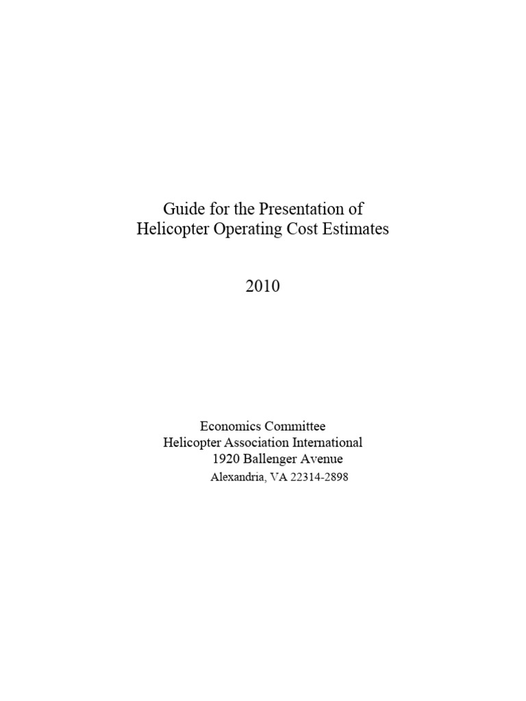 Guide For The Presentation of Helicopter Operating Cost Estimates | PDF