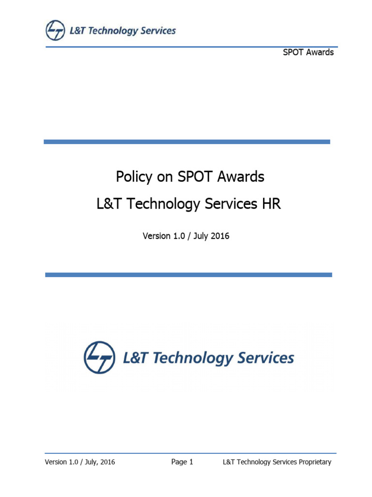 Policy On SPOT Awards | PDF