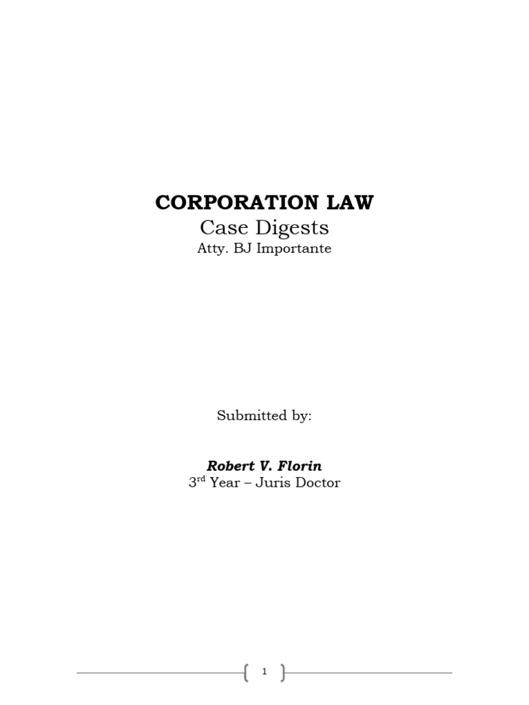 Corpo Case Digests | PDF