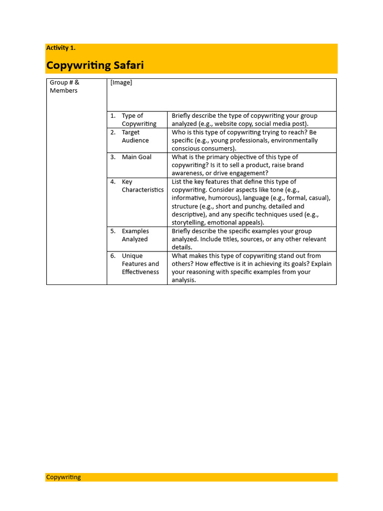 Copywriting Analysis Guide | PDF