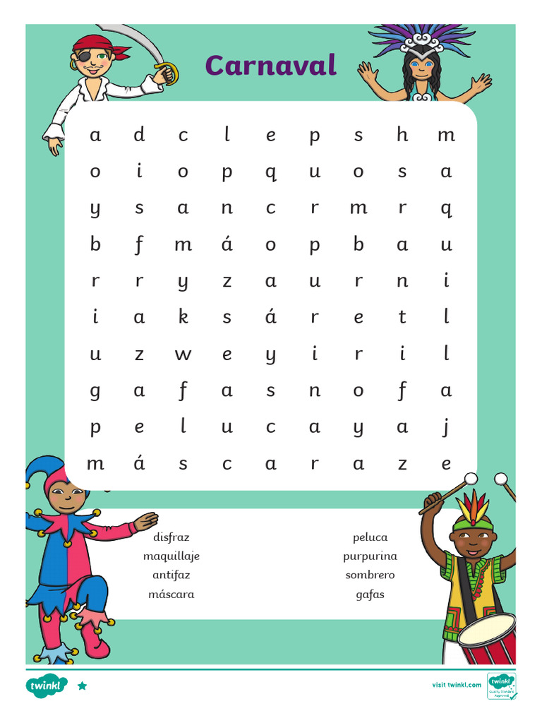 Es T 2545478 Sopa de Letras de Atencioacuten A La Diversidad Carnaval ...