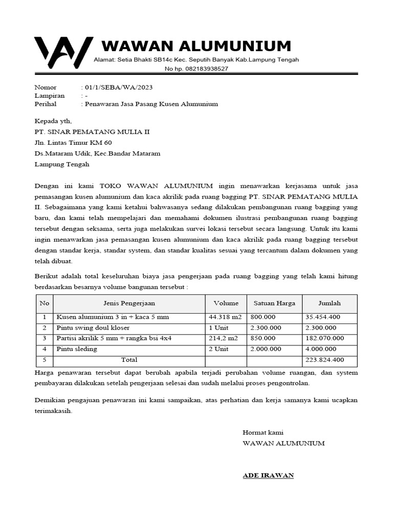 Wawan Alumunium | PDF