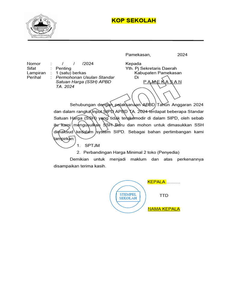Format Usulan SSH | PDF