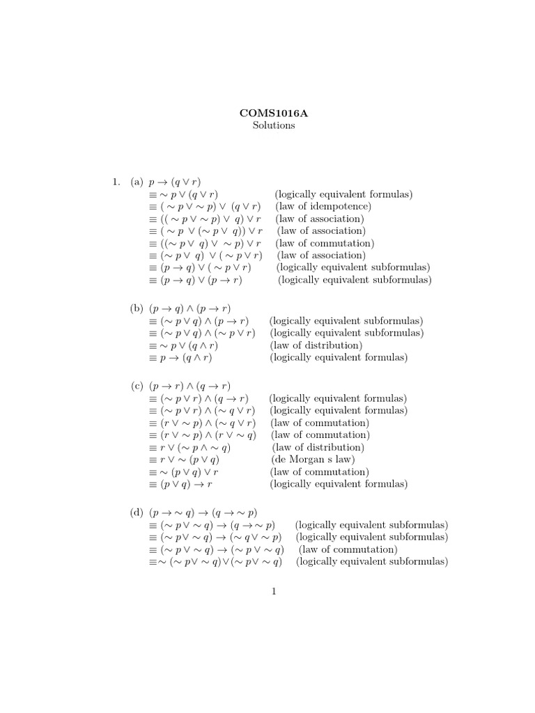 COMS1016 Lecture 5 Solutions | PDF