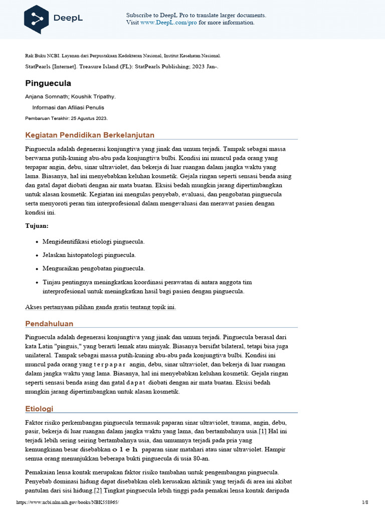 Pinguecula - StatPearls - NCBI Bookshelf Id | PDF