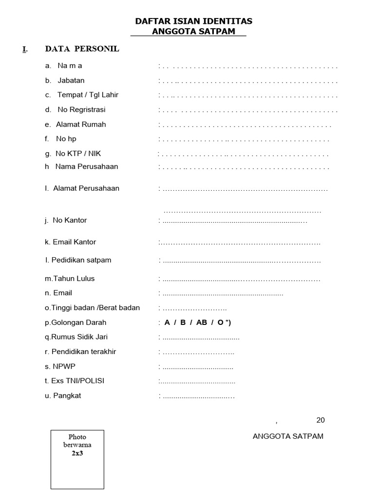 Fomulir Perpanjangan Kta | PDF