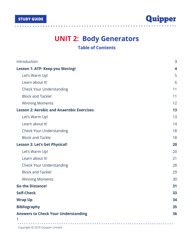 Unit 2 Body Generators | PDF | Physical Fitness | Cellular Respiration