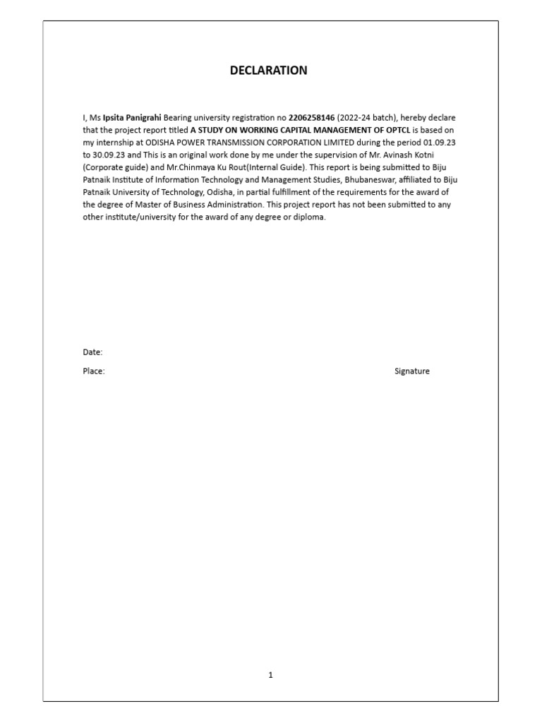 Internal Guide Certificate | PDF | Working Capital | Inventory