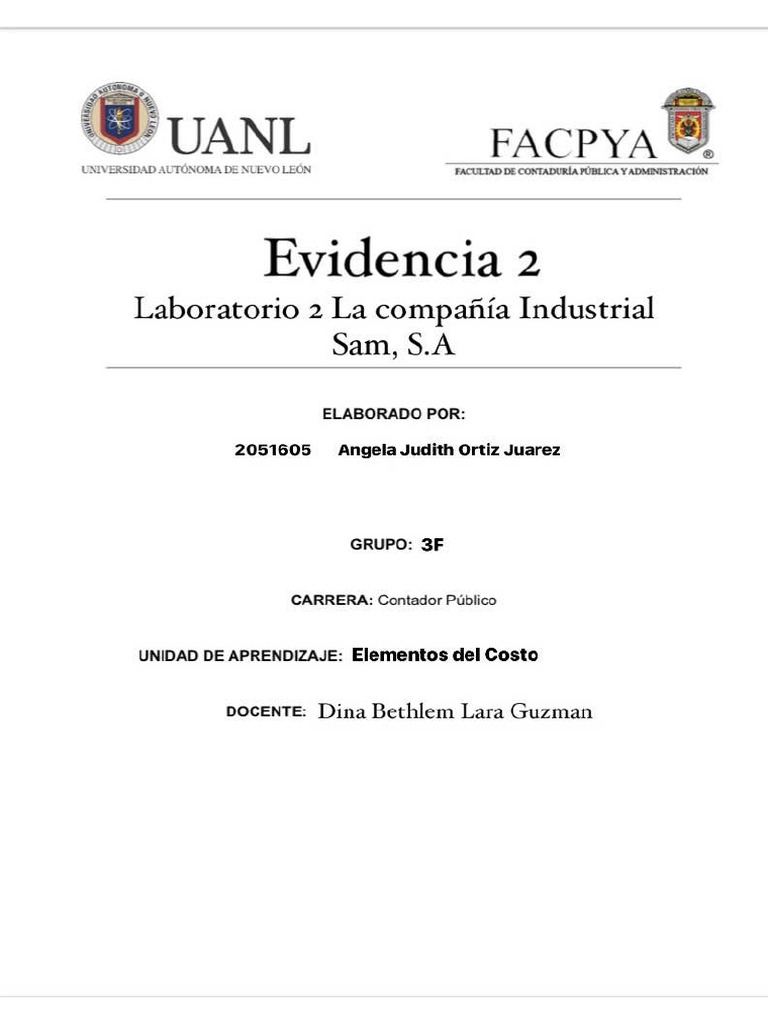 Ev2 Elementos Del Costo | PDF