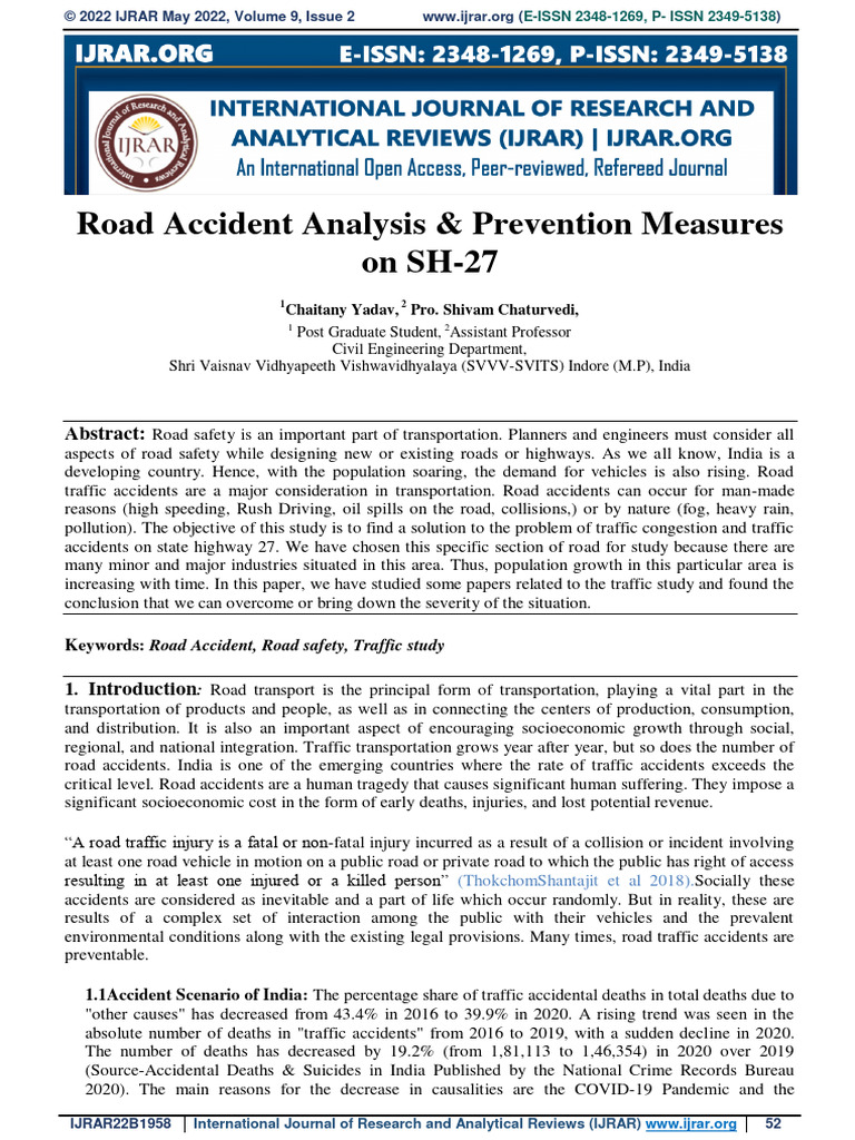 Road Accident Analysis And Prevention Measures On Sh 27 PDF Traffic