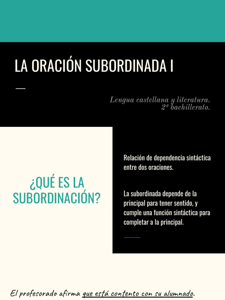 La Oración Subordinada I | PDF | Oración (Lingüística) | Mecánica del ...