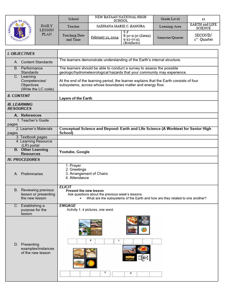 Grade 11 Earth Science Lesson Plan | PDF
