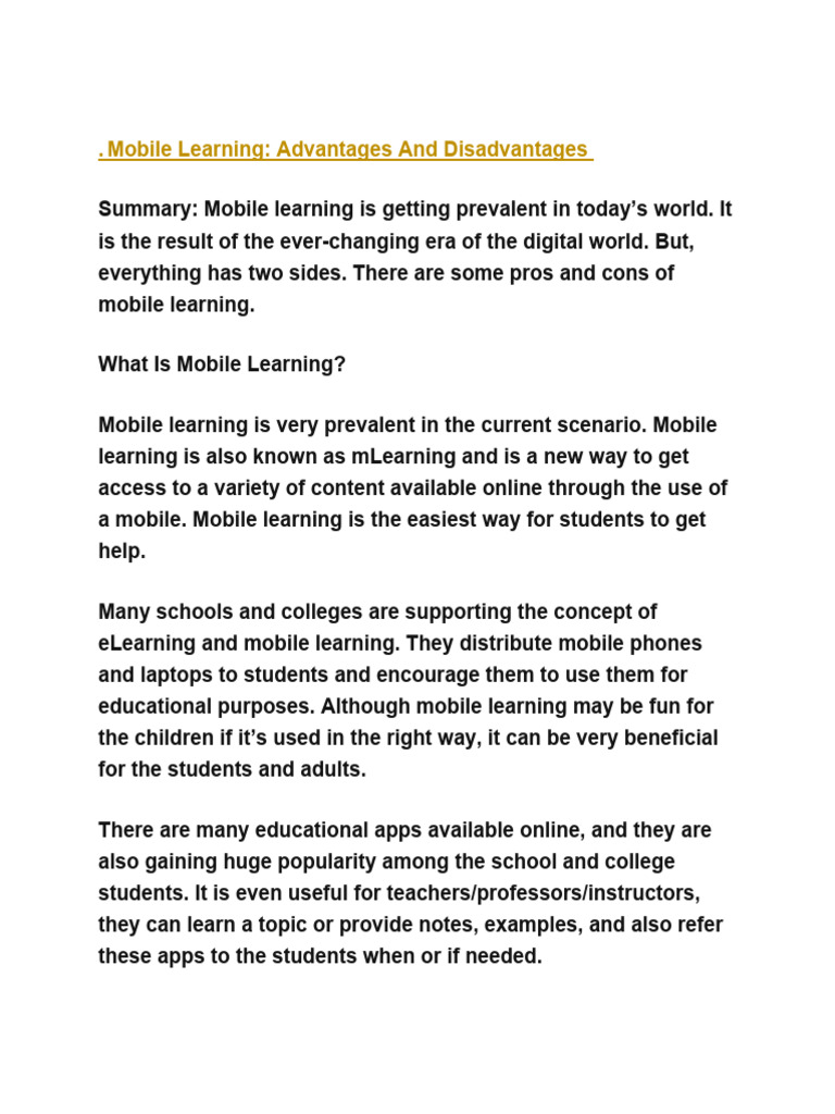 Mobile Learning | PDF