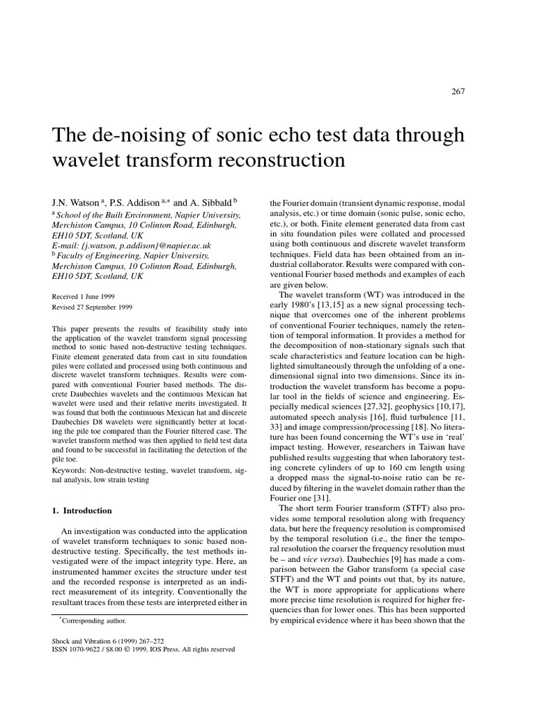 Denoising Data | PDF | Wavelet | Telecommunications Engineering