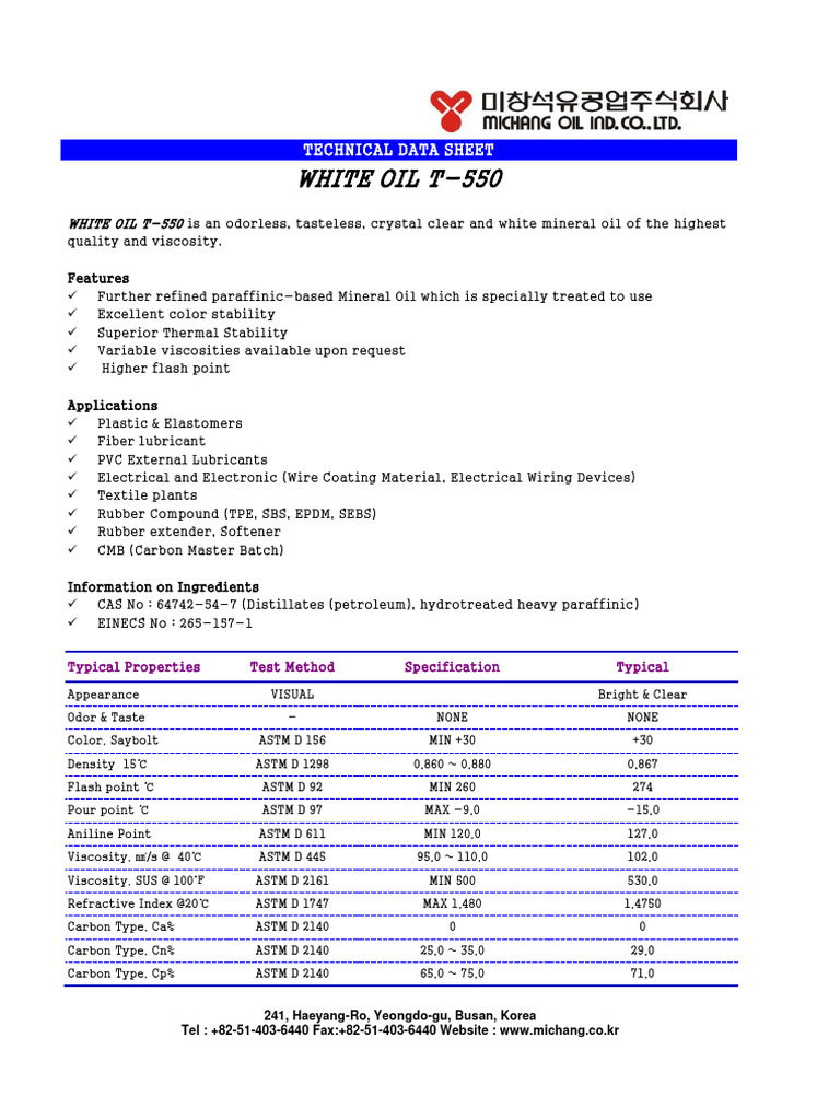 White Oil T-550 (2016) | PDF | Technology & Engineering