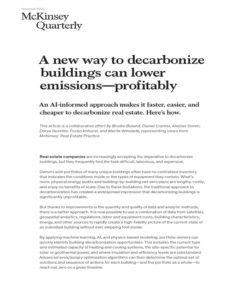 A New Way To Decarbonize Buildings Can Lower Emissions Profitably | PDF ...