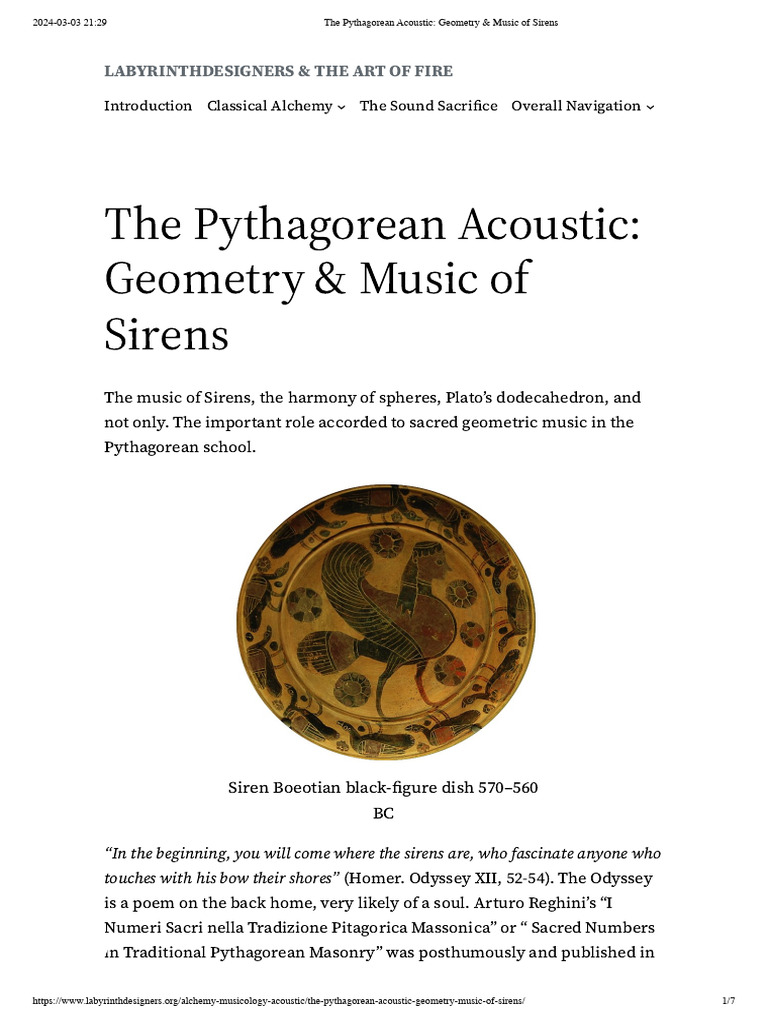 The Pythagorean Acoustic - Geometry & Music of Sirens | PDF | Social ...
