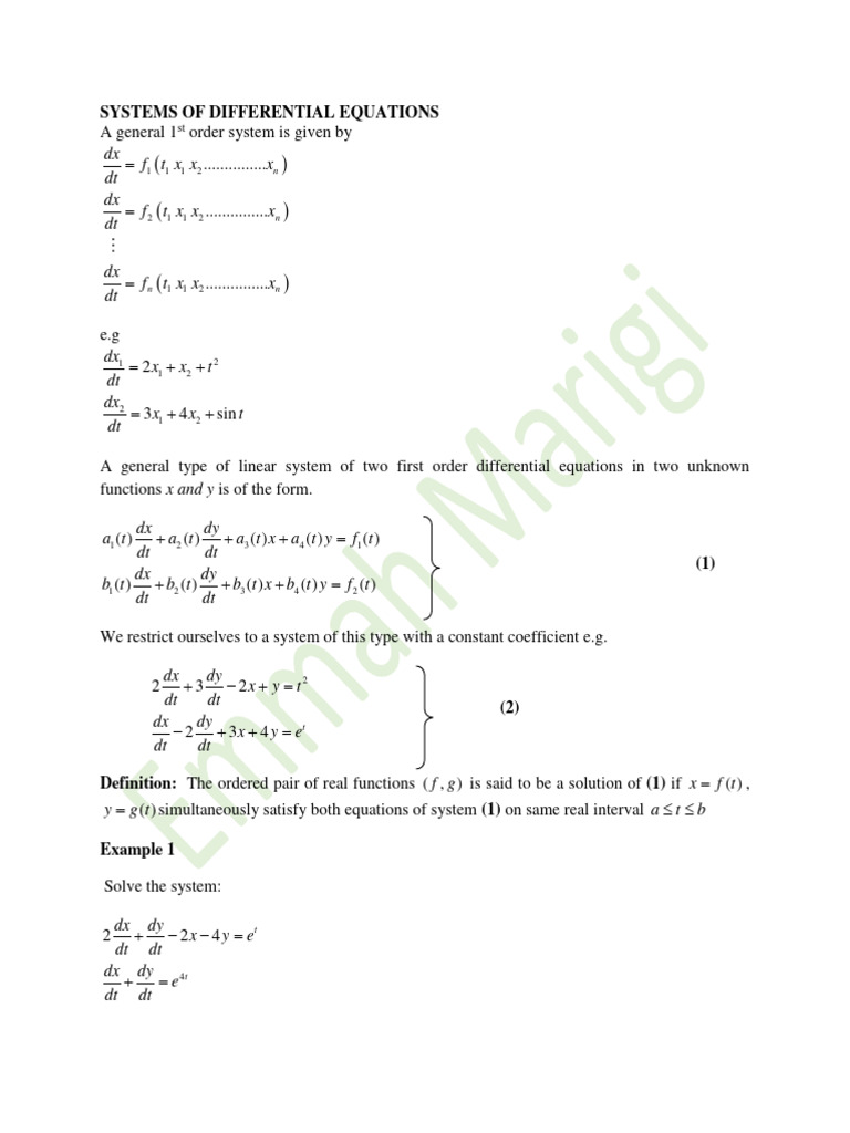 SMA 2271 - Lec 7b PDF | PDF | Equations | System Of Linear Equations