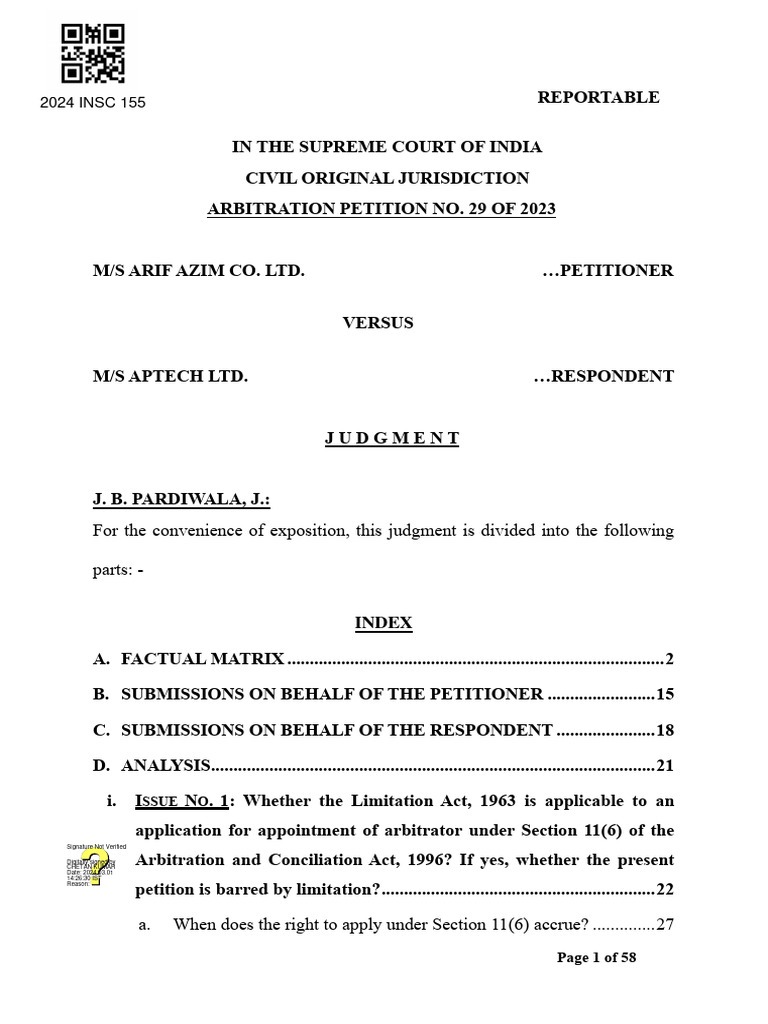 Arif Azim Co. Ltd. Vs Aptech (Arb Pet 29 of 2023) | PDF | Franchising ...