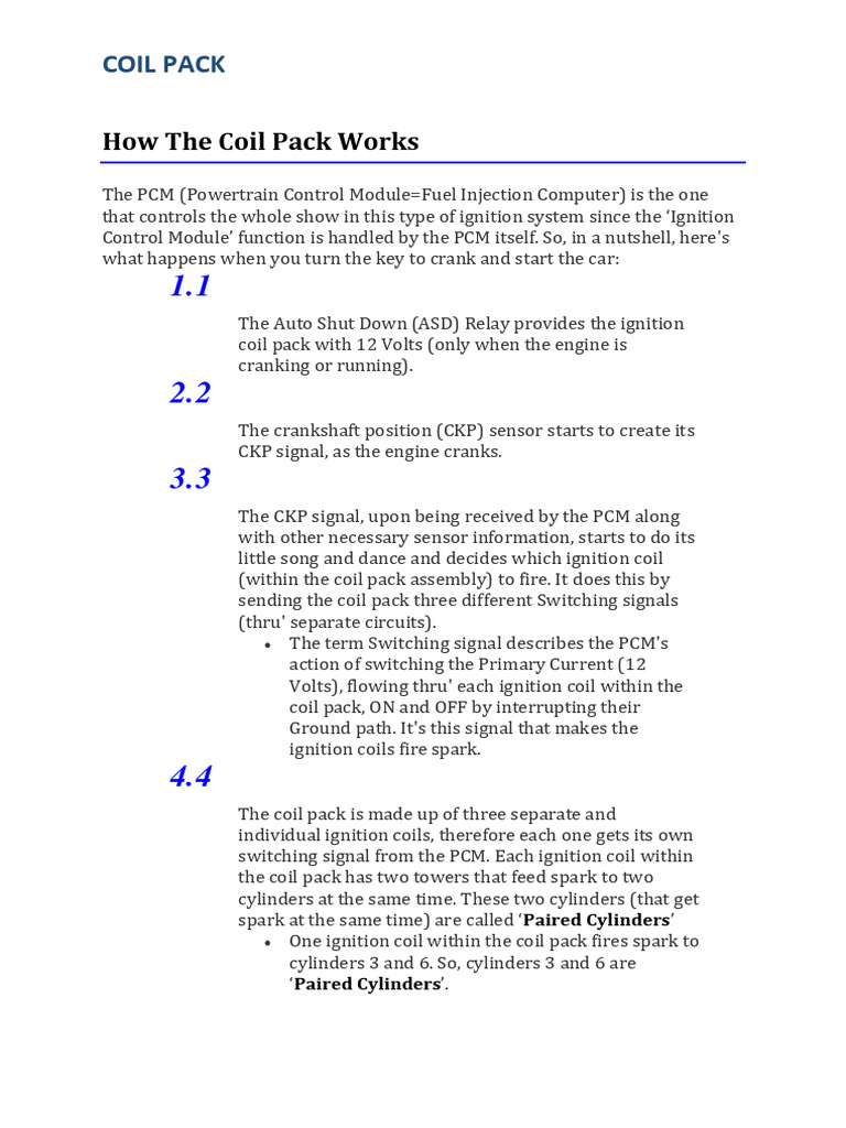 How The Coil Pack Works | PDF | Ignition System | Electrical Components
