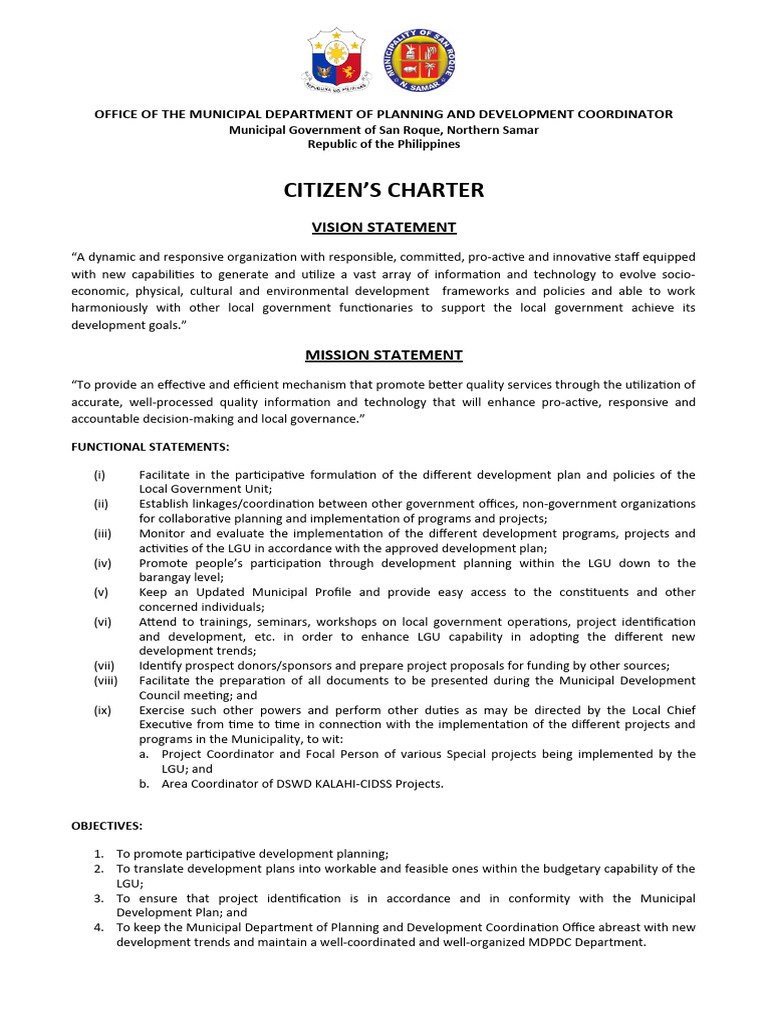 Service Pledge of Yhe Office of The Municipal Planning and Development ...