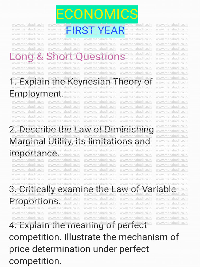 Economics 1st Year L& S | PDF