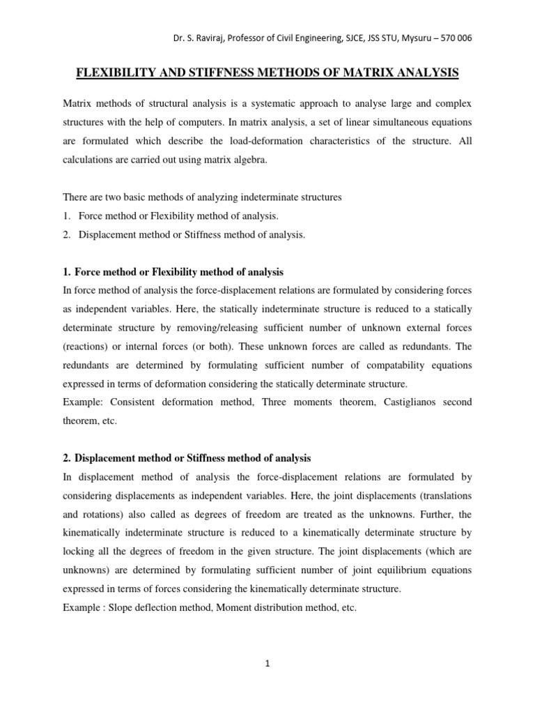 Flexibility and Stiffness Methods | PDF | Science & Mathematics