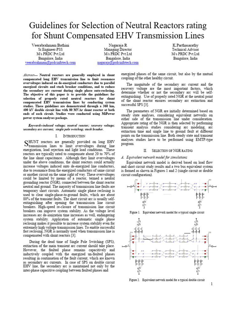 EHV Neutral Reactor Selection Guide | PDF | Electric Power Transmission ...